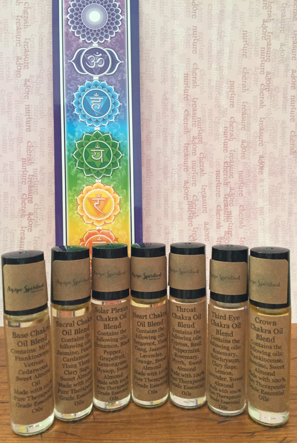 Complete set of Chakra Oil Blends by AgapeSpiritualCare on Etsy