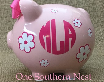 Flower piggy bank | Etsy