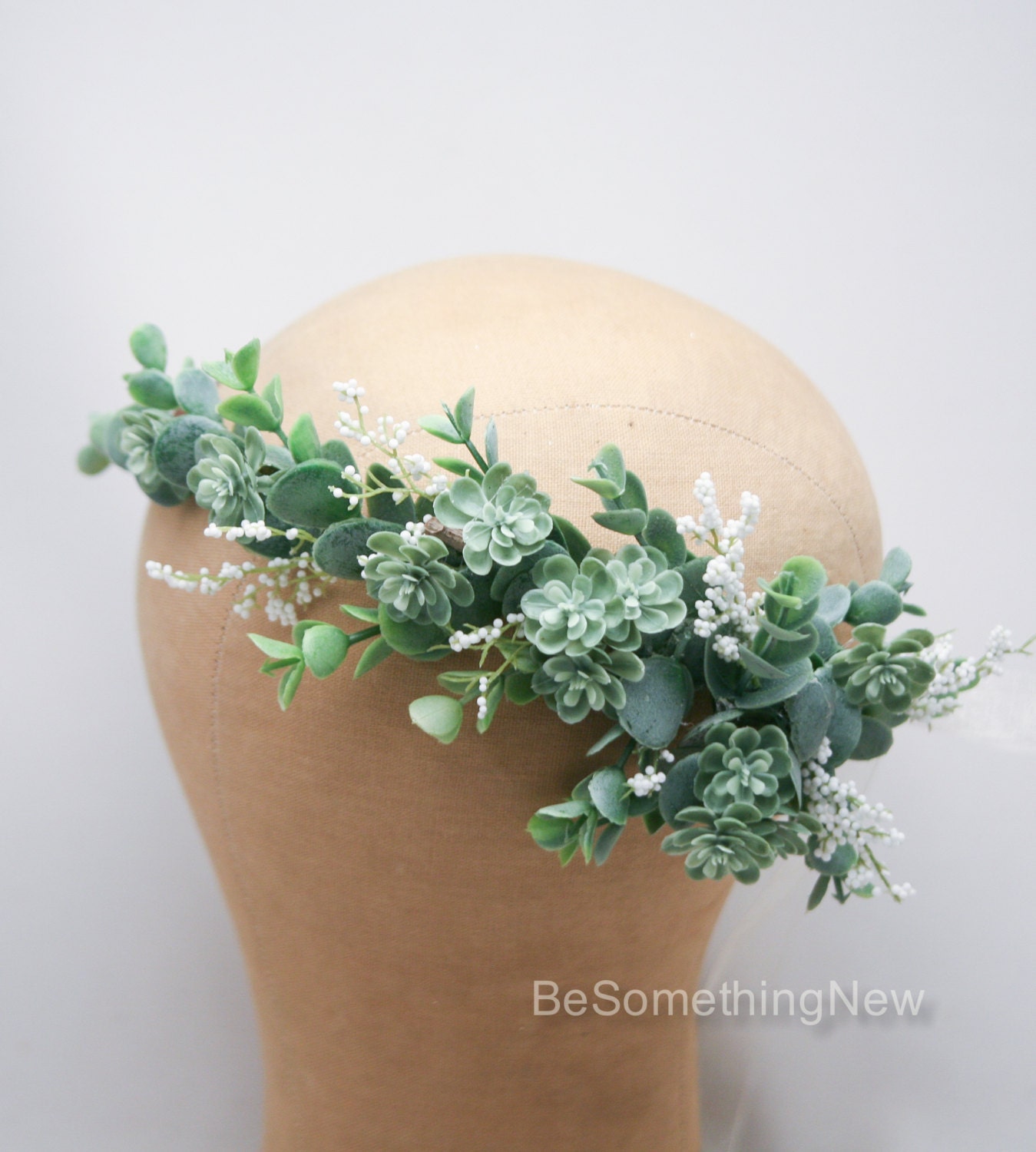 Rustic Succulent and Greens Flower Crown Wedding by BeSomethingNew