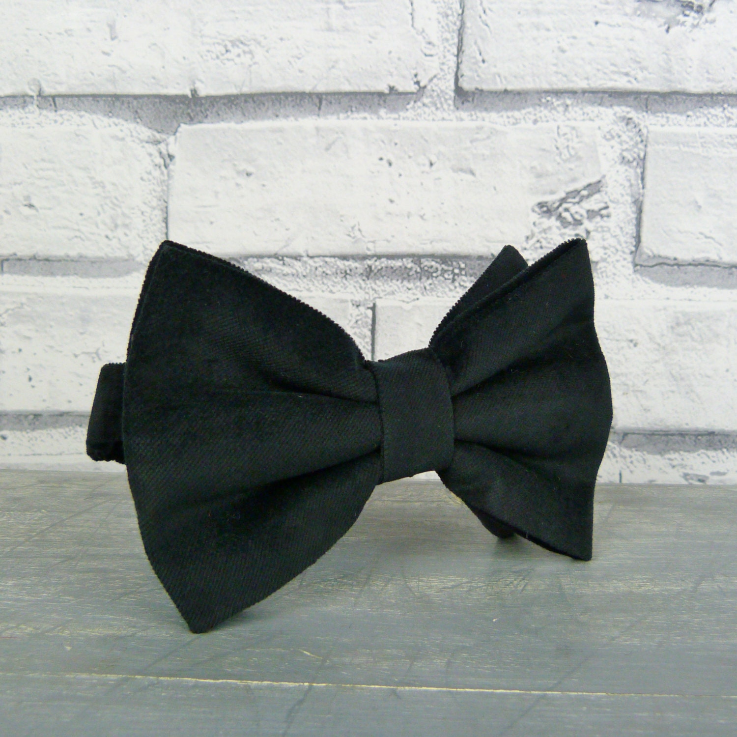 Oversized Bow Tie Black Cotton Velvet Mens Large Bow Tie