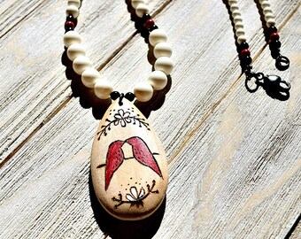 Red bird necklace | Etsy