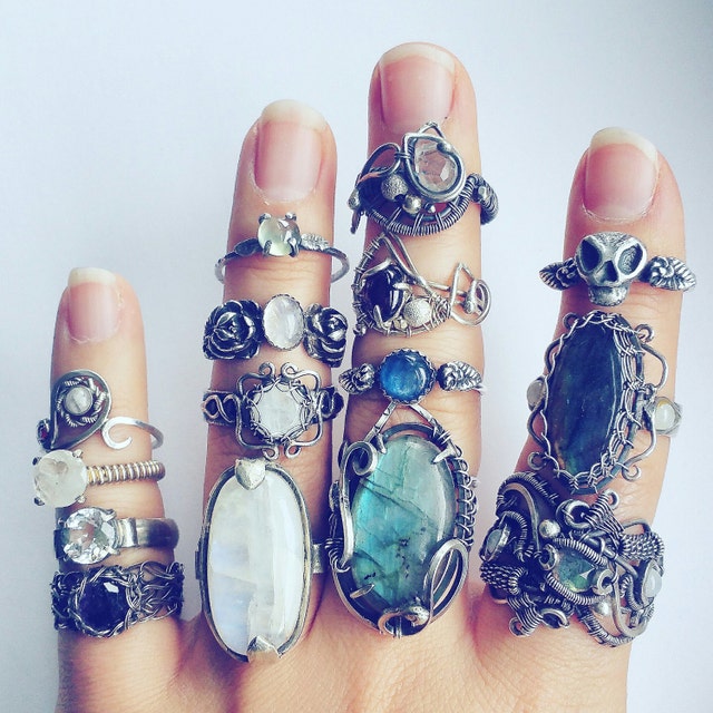 Wire Crochet & Wrapped Rings Handmade in by WrappedbyDesign