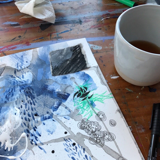 Mixed Media Works on Paper Paintings and by PithAndRootStudio