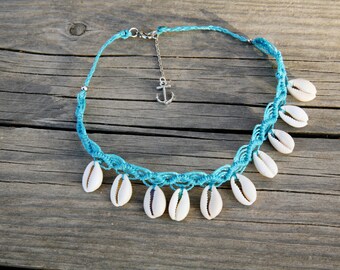 Items similar to Macrame jewelry choker with turquoise centerpiece-The ...