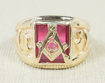 Red masonic ring | Etsy