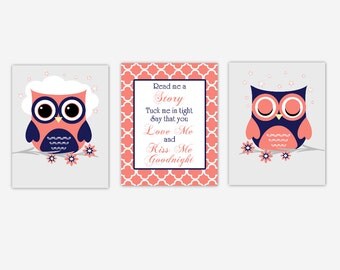 Baby Girl Owl Nursery Wall Art Purple Lavender Teal Flower