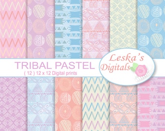 Pastel digital paper pack of scrapbook background printable