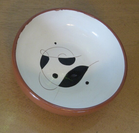 Stangl Pottery Lyric Pattern serving bowl. Vintage red ware