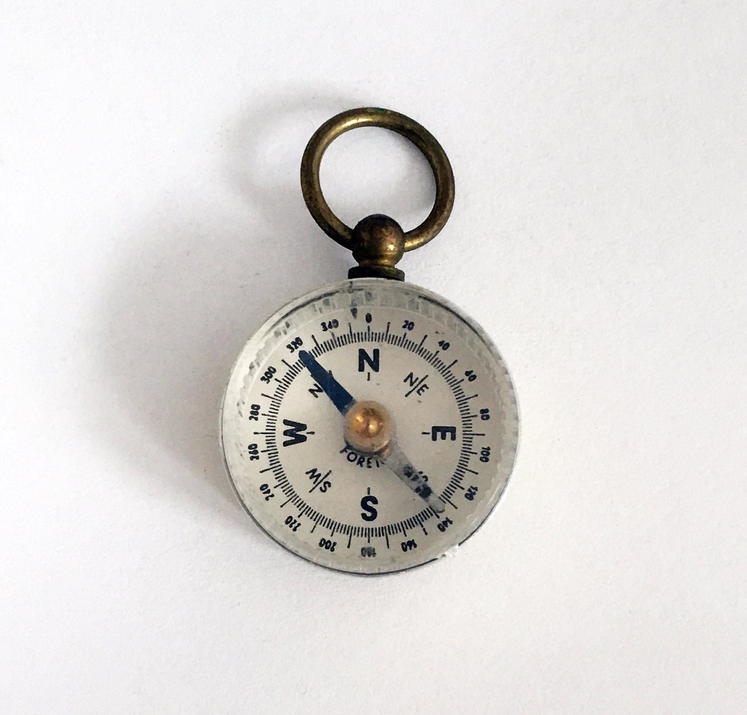 1950s Miniature Brass Compass Vintage Necklace Compass Charm