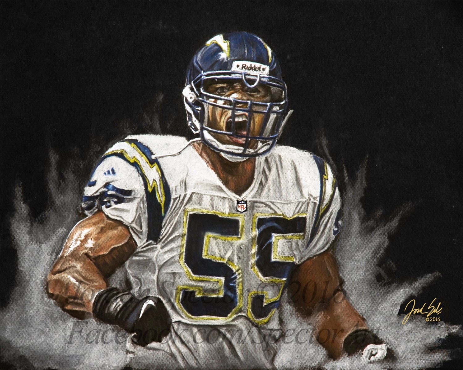 Los Angeles Chargers Junior Seau Art Print Chargers
