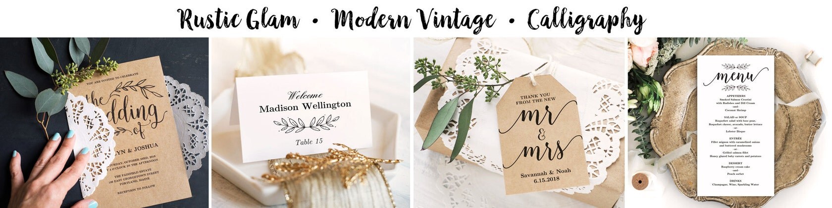 Printable Wedding Invitations Programs and Signs by VineWedding