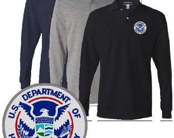 Homeland Security Long Sleeve Tee Shirt Embroidered M-3X