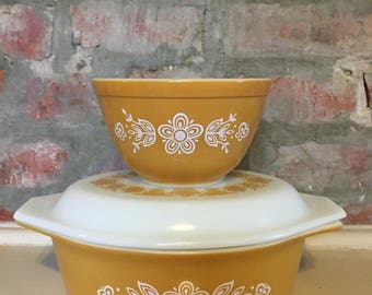 Butterfly gold pyrex | Etsy