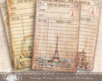 Printable Journal Spot Library Card Aged Paper Digital Collage