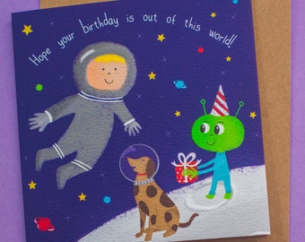 Space birthday card | Etsy