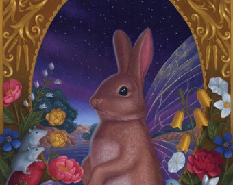 Rabbit oil painting | Etsy