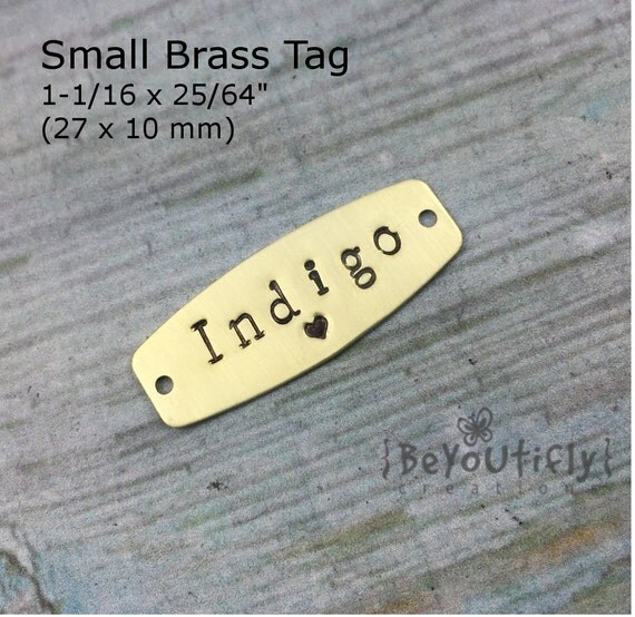 Hand Stamped Brass Tag Small Personalized Metal Tag Custom