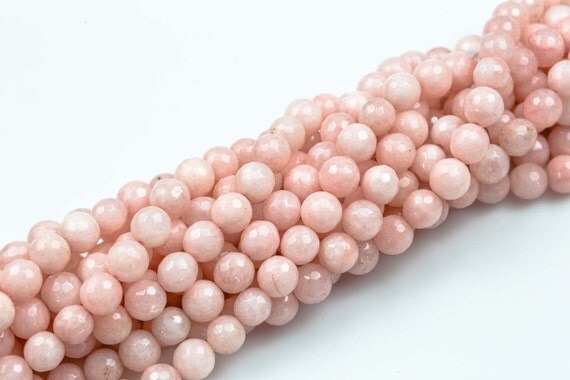Rose Water Pink JADE Faceted Round Full Strand 15.5 inch