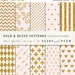 Pink Glitter Digital Paper Gold Patterns Background
