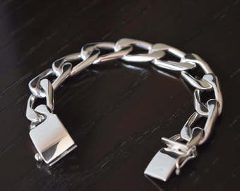 Thick and Heavy 925 sterling silver smooth bracelet for men.