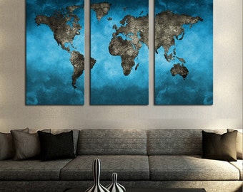 3 panel world map | Etsy