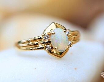 Opal diamond ring | Etsy