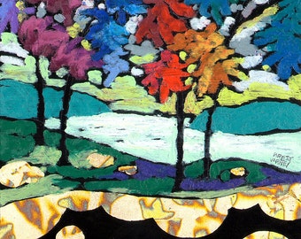 Vivid Oil Pastel mini-Landscapes by Brett Varney by BrettVarneyArt