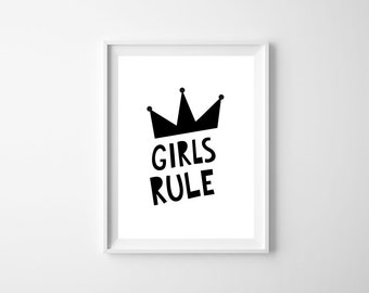 Unique girls rules poster related items | Etsy