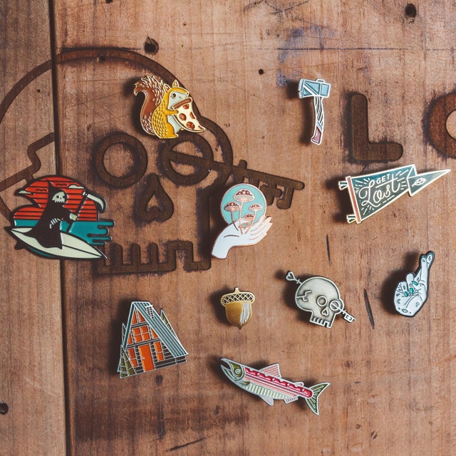 Practical Objects enamel lapel pins and patches by lostlustsupply