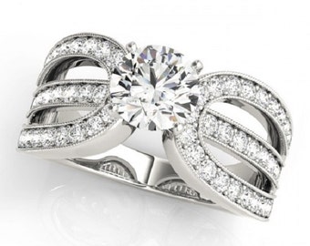 3 row diamond ring | Etsy