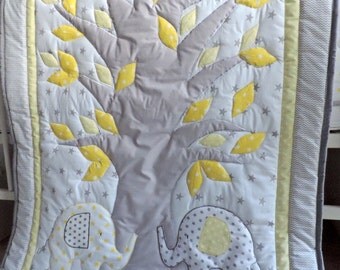 Elephant baby quilt | Etsy