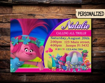 Trolls invitation | Etsy