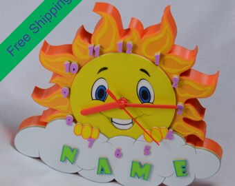 Sun wall clock | Etsy