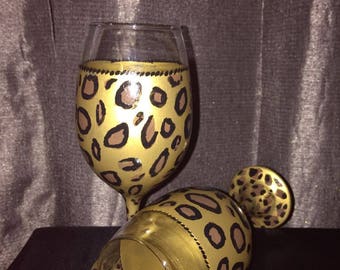 Cheetah wine glass | Etsy