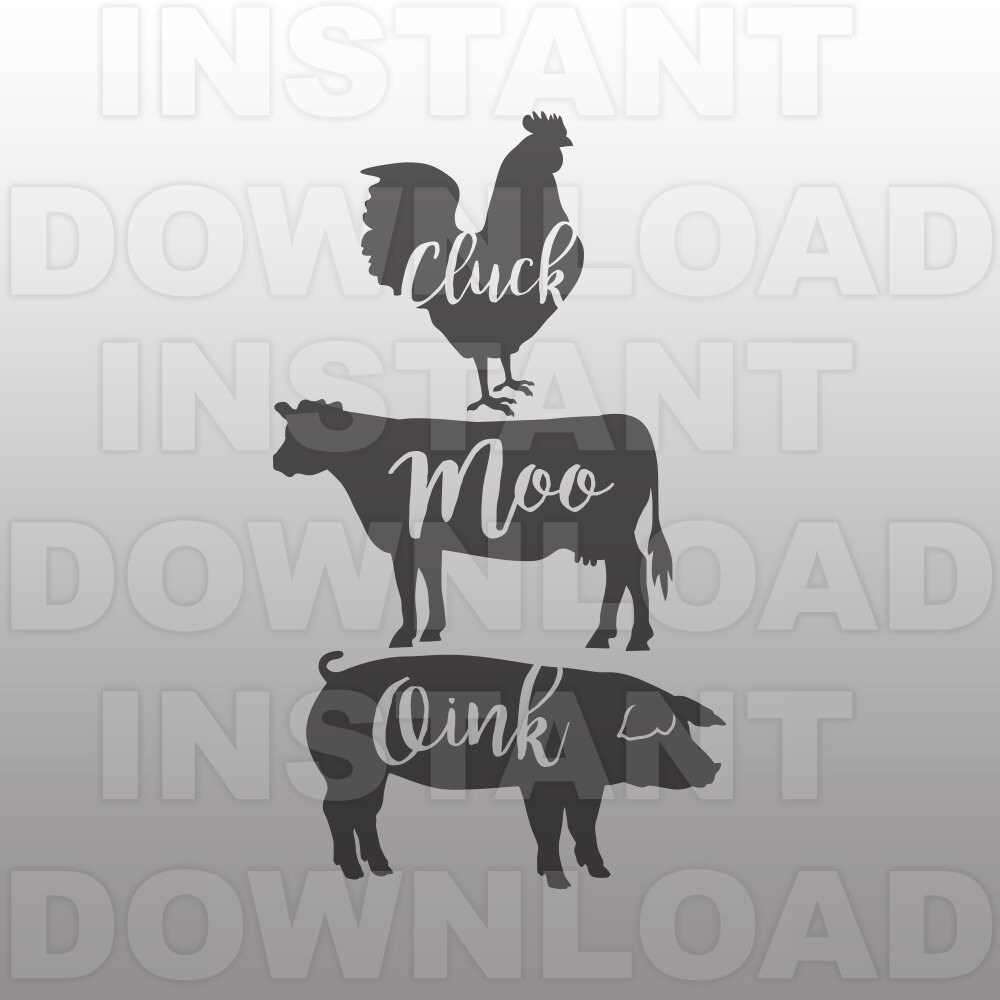 Cluck Moo Oink Farm Animals SVG FileFarmhouse Sign SVG