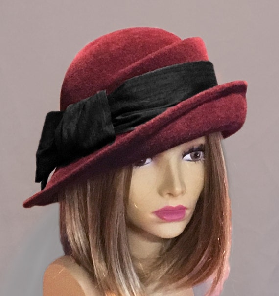 Christine Fur Felt Hat medium brim size Downton Abbey style