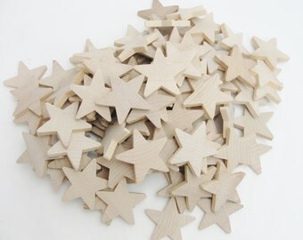 12 Traditional 2 inch stars 2 x 1/2 wood chunky