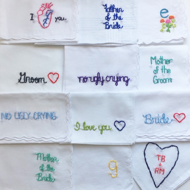Modern & Whimsical Embroidered Hankies & PDF by wrenbirdarts
