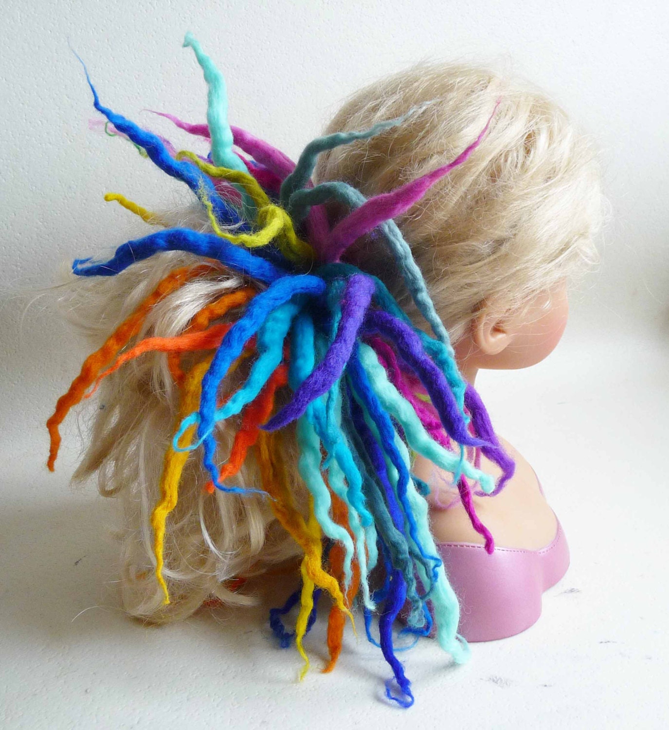 felted dreads attached to ponytail elastic 10x dreadlocks