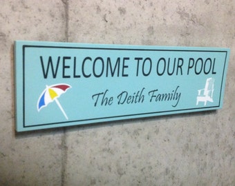 Wooden pool sign | Etsy