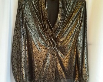 Gold lame blouse | Etsy