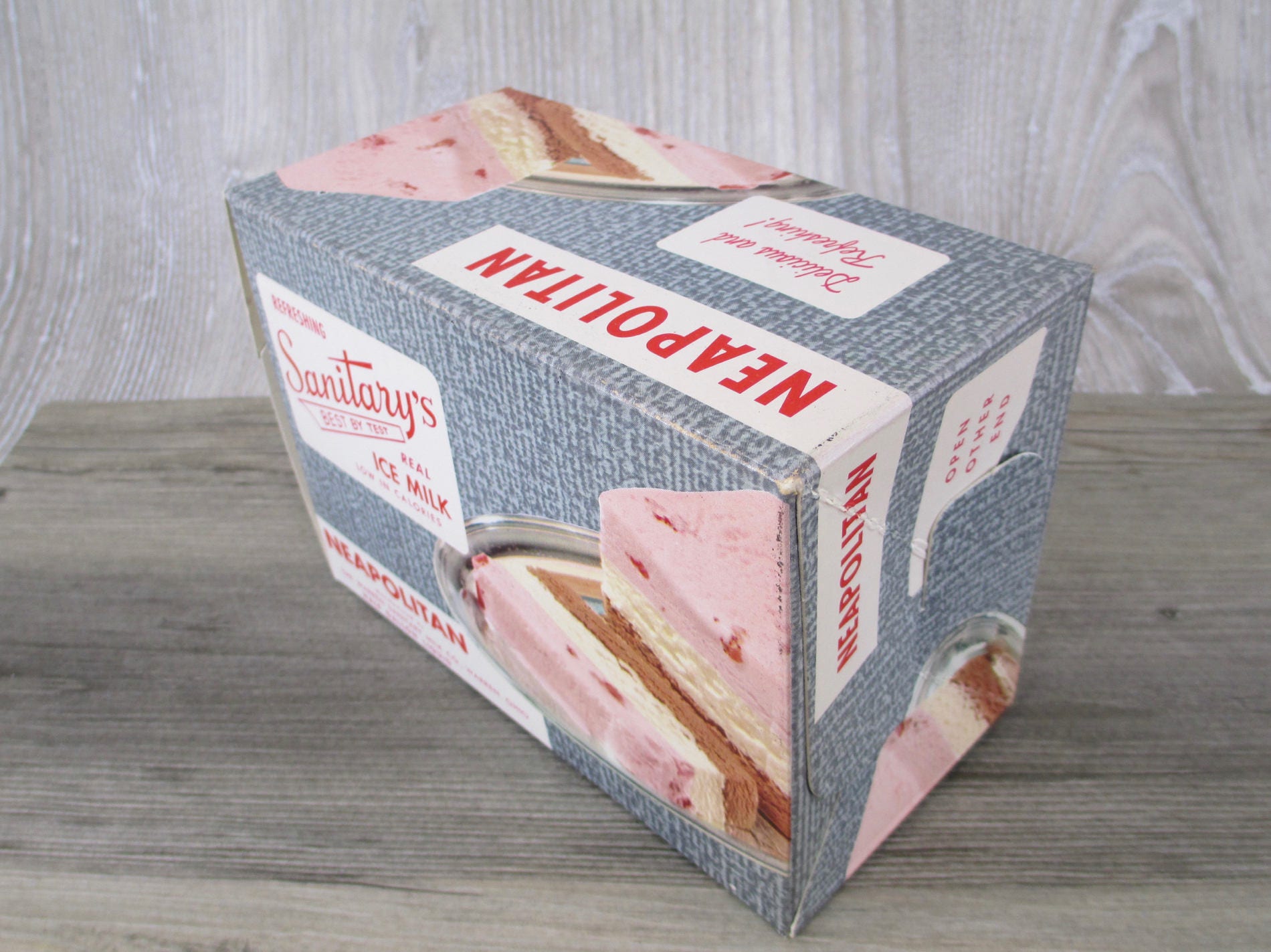 1950s Vintage Neapolitan Ice Cream Box Unused Store Stock Milk