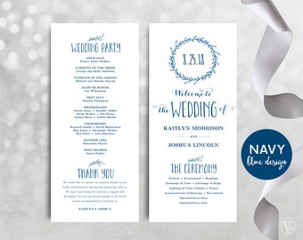 Blue wedding program | Etsy
