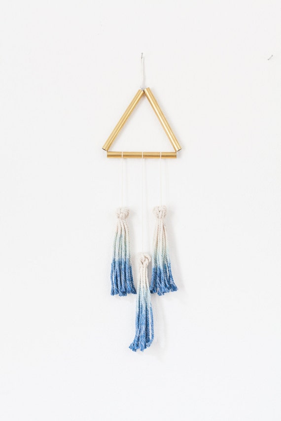 Brass Triangle & Indigo Tassel Wall Hanging Wall Hanger