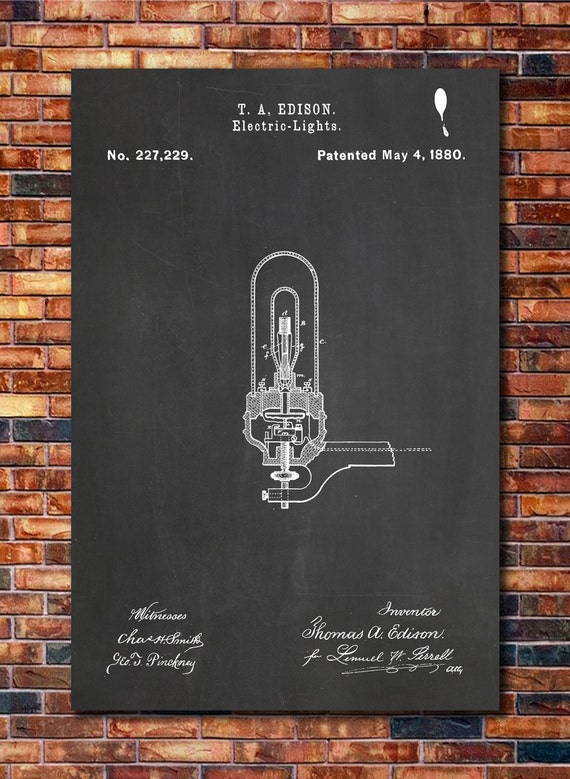 Edison Bulb Patent Print Art 1880