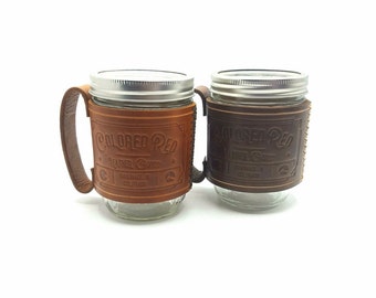 Leather cup sleeve | Etsy