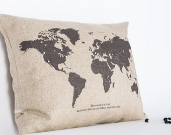 Linen world map | Etsy