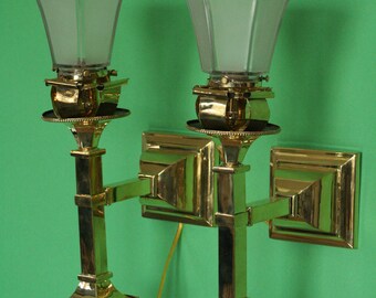 Items similar to Arts and Crafts Table Lamp with Narrow Lighted Base on ...