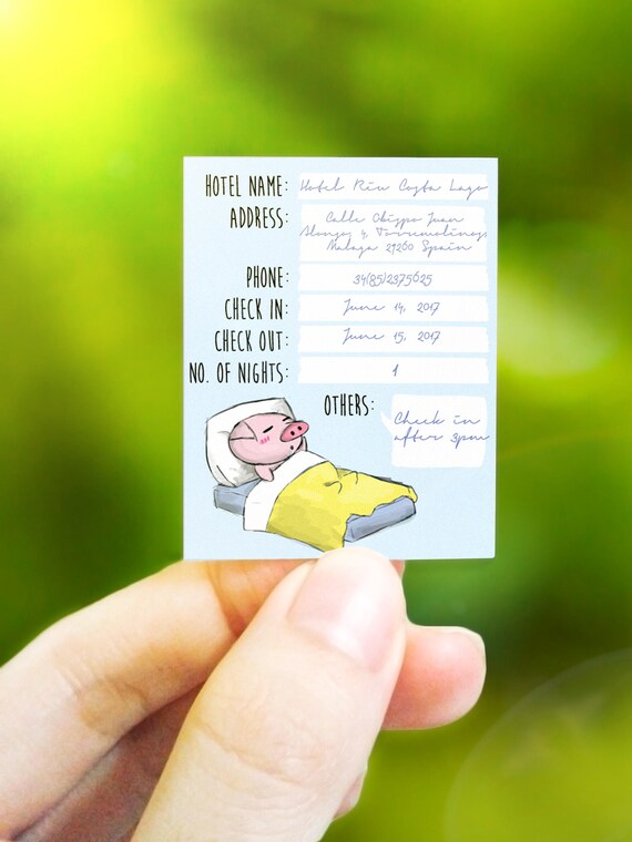 Printable Hotel Info Stickers Travel Planner Stickers