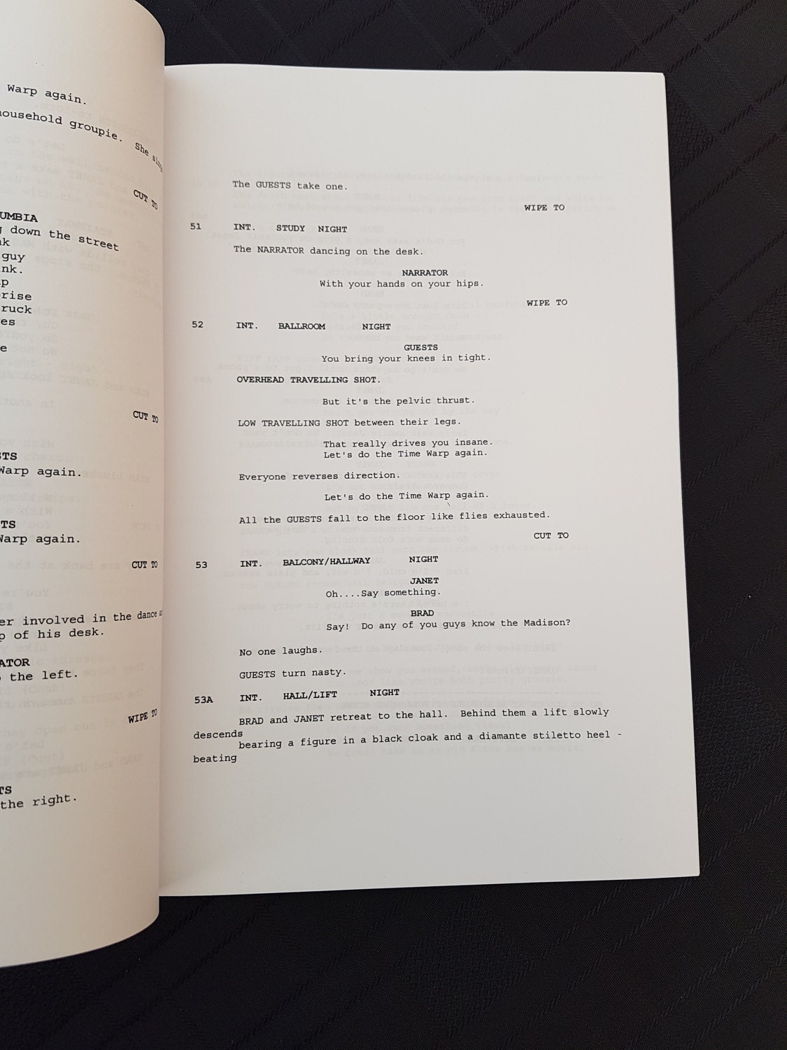 Rocky Horror Picture Show Film Movie Script with
